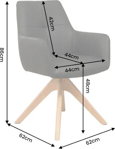 Designová otočná židle Devassy černá kůže / dub