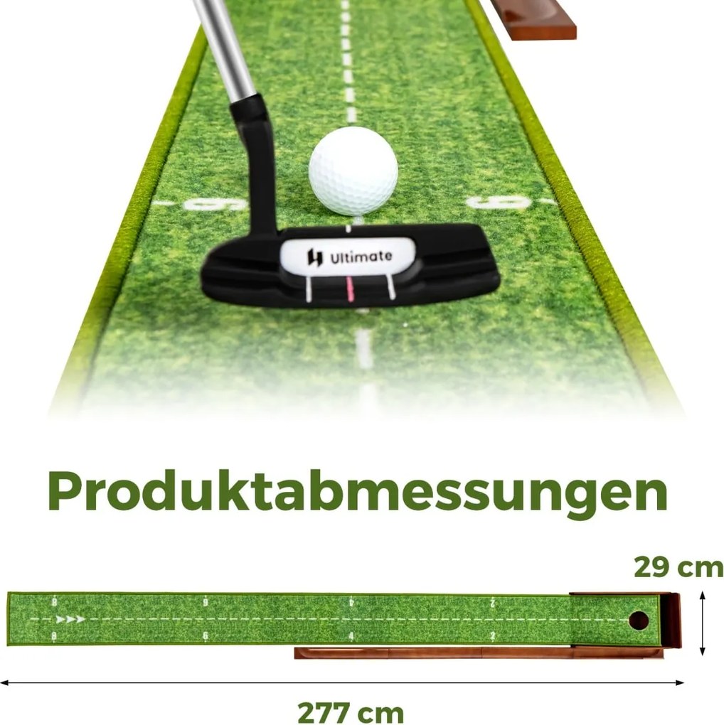 Costway Golfová podložka na patování s 1 jamkou a 3 golfovými míčky a umělým