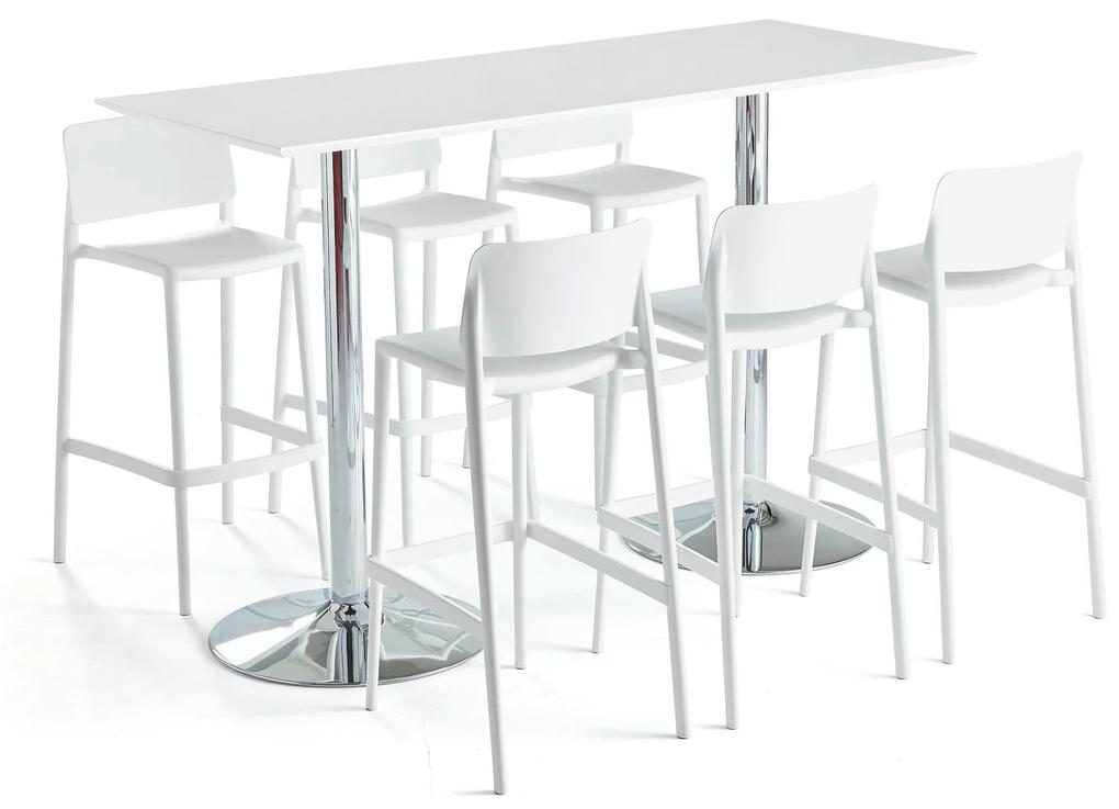 AJ Produkty Barový set: 1x stůl Bianca + 6x židle Rio, bílá