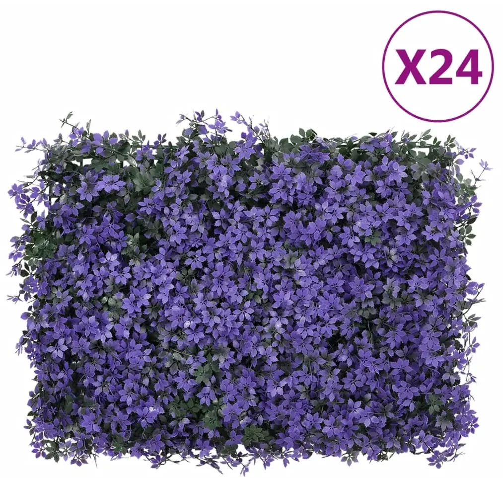 Umělý listnatý plot 24 ks fialový 40 x 60 cm | BIANO
