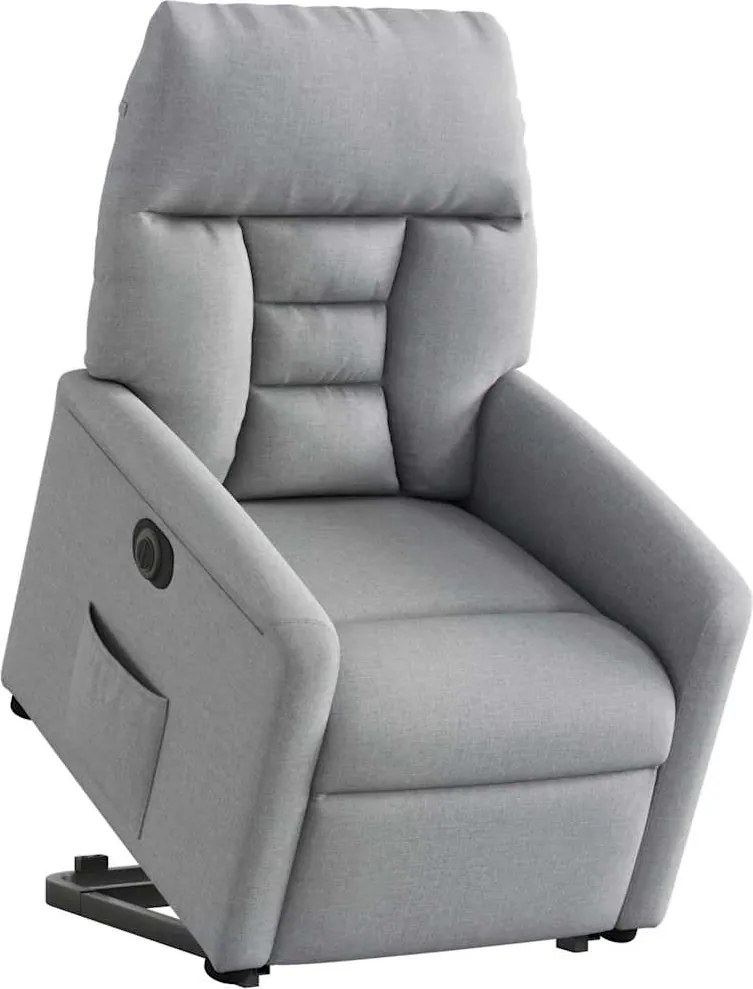 Elektrické zvedací polohovací křeslo světle šedé textil 3303052