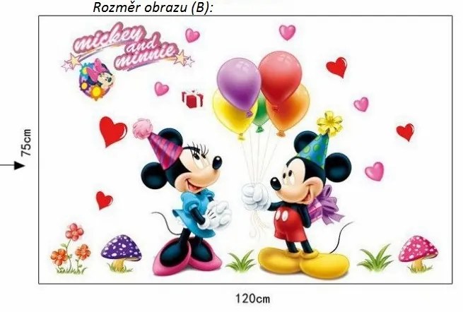 Živá Zeď Samolepka na zeď Mickey Mouse a Minnie Velikost: 75 x 120 cm