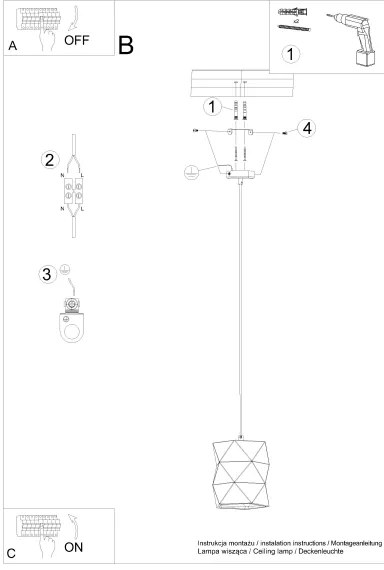 Sollux SL.1250 - Lustr na lanku GOBI 1xE27/15W/230V keramika