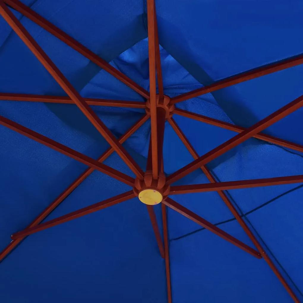 Závěsný slunečník s dřevěnou tyčí 400 x 300 cm modrý,  47123