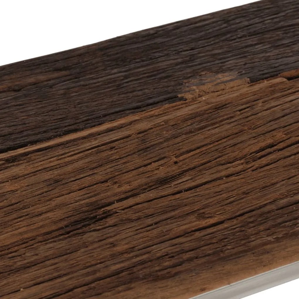 Konzolový stolek stříbrný nerezová ocel a pražcové dřevo