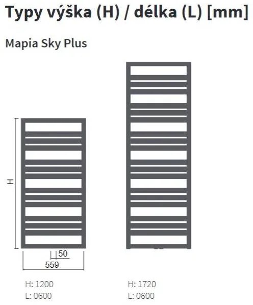 Isan Mapia Sky Plus 1720 x 600 mm koupelnový radiátor bílý