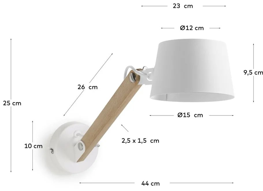 Bílé/v přírodní barvě dětské nástěnné svítidlo s kovovým stínidlem ø 60 cm Muse – Kave Home