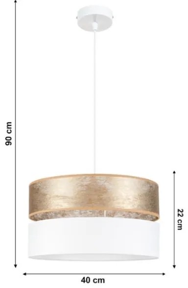 Lustr na lanku LIMA 1xE27/60W/230V bílá/zlatá