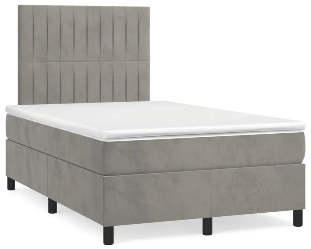 Box spring postel s matrací a LED světle šedá 120x190 cm samet 3270323