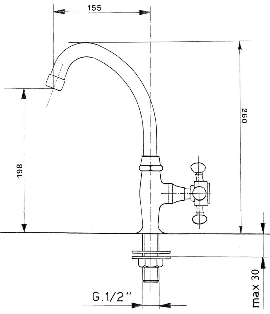 Sapho ANTEA stojánkový umyvadlový ventil, výška 260 mm, chrom - 315