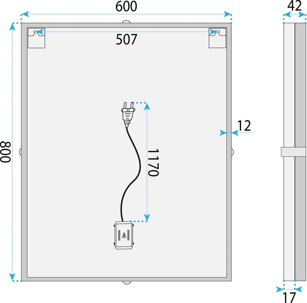 Tutumi Rea, LED zrcadlo 60x80 cm, BL808, HOM-06914