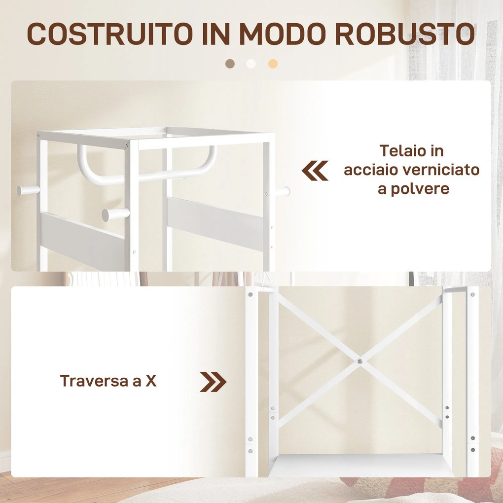 HOMCOM Stojan na kabáty s tyčí a 3 otevřenými policemi, Stojan na kabáty z MDF a oceli do předsíně a ložnice, 38,5x30x170 cm, Bílý