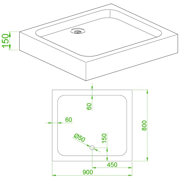 BPS-koupelny Obdélníkový sprchový kout HYD-OK103 90x80 černá/transparent + vanička HYD-OSV-SXL03B bílá