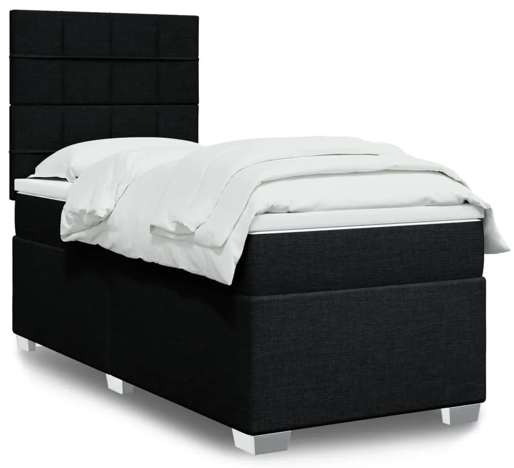 Box spring postel s matrací černá 90x200 cm textil 3292673