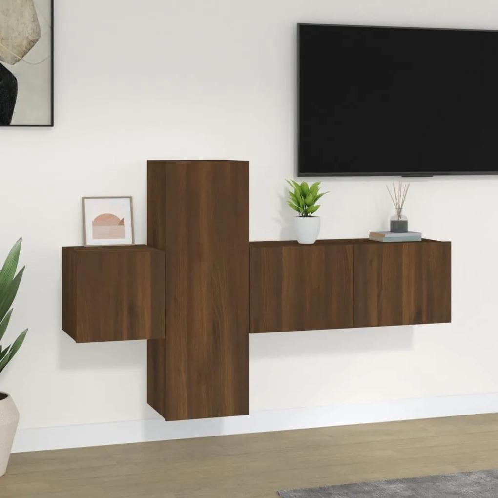 vidaXL 3dílný set TV skříněk hnědý dub kompozitní dřevo