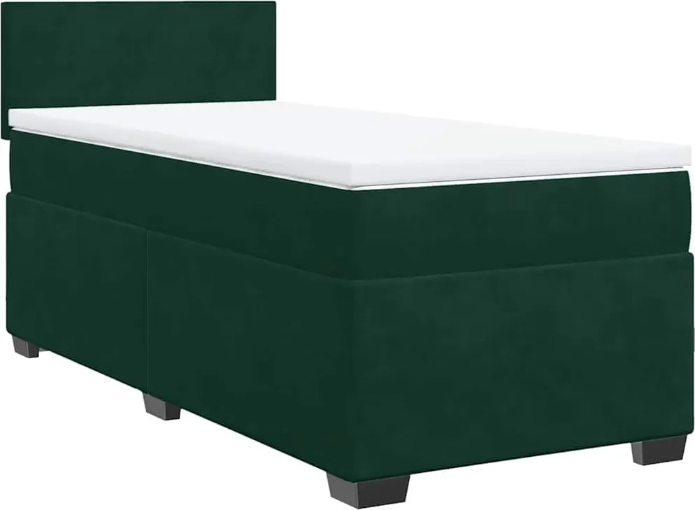 Box spring postel s matrací tmavě zelená 100x200 cm samet 3288531