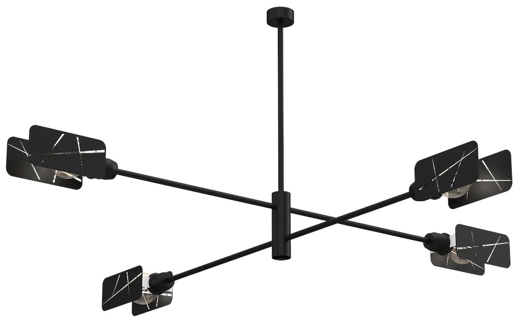 Stropní svítidlo Astra, 4x černé kovové stínítko, b