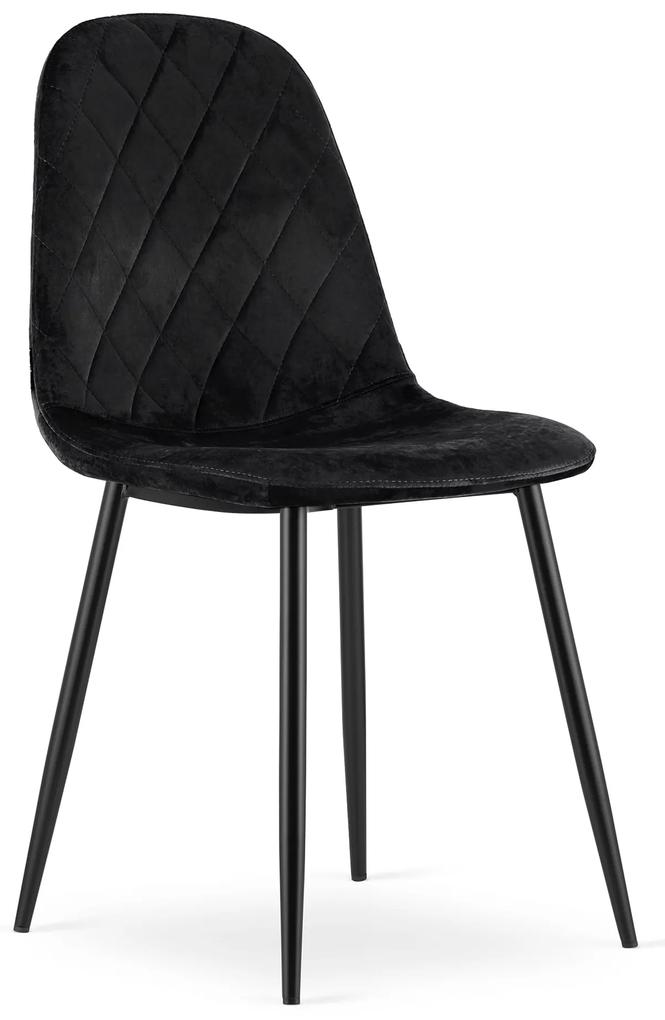 Černá sametová židle ASTI s černými nohami