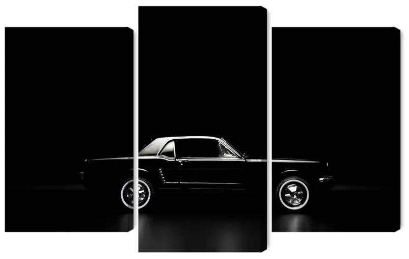 Vícedílný obraz Černé Retro Auto Na Tmavém Pozadí Nedostatek Nedostatek Přírodní plátno 90x60