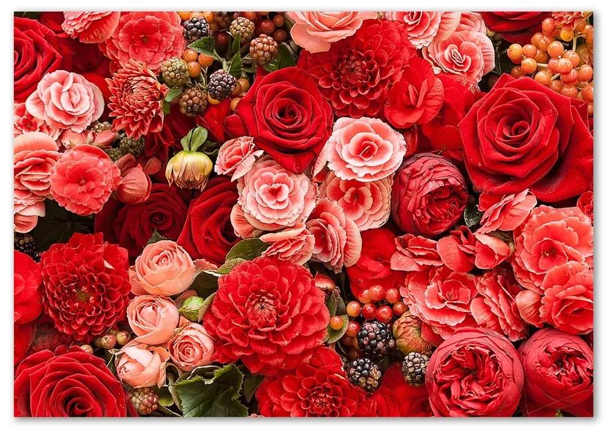 Wallmuralia Moderní akrylový fotoobraz Červené květiny 100x70