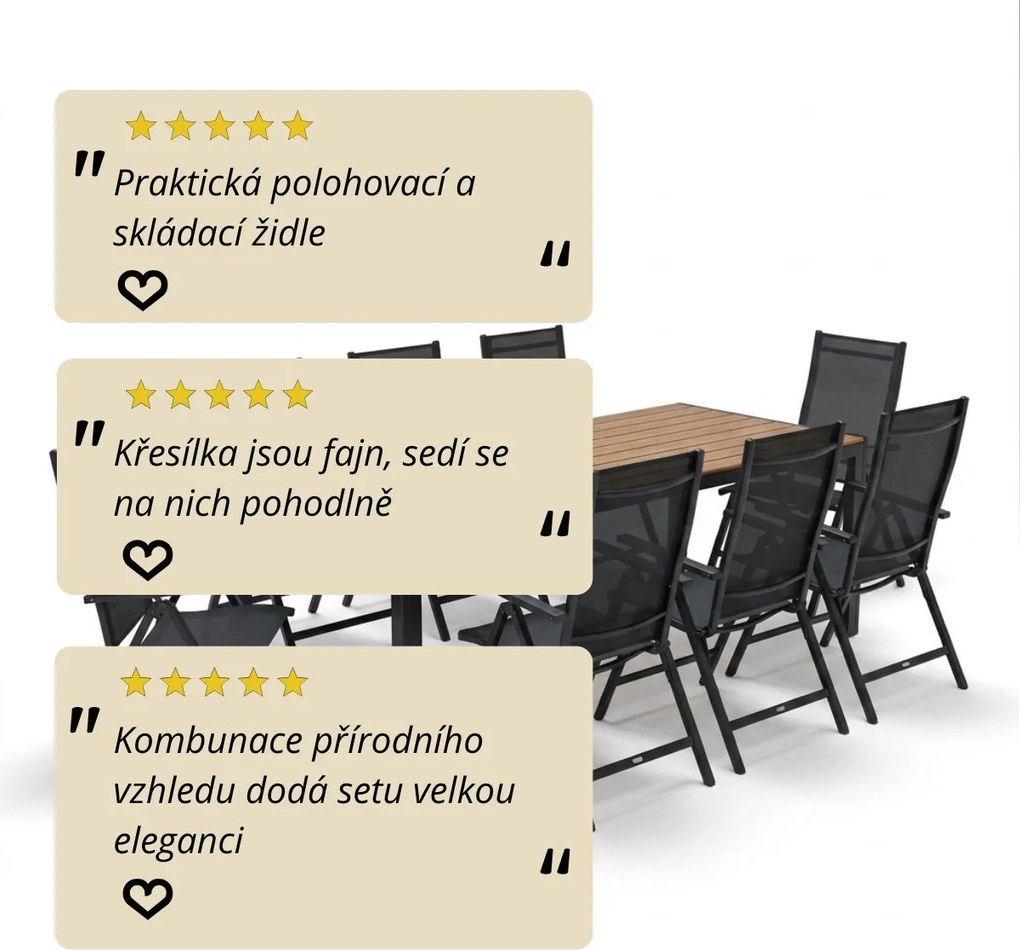 Vikio Zahradní set 190x90 pro 8 osob přírodní V138-190P2