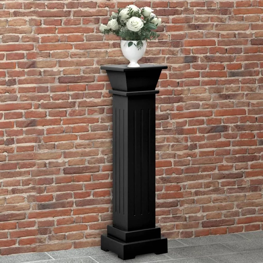 Stojan na květiny klasický čtvercový sloup černý 17x17x66cm MDF 323970