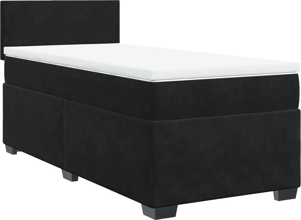 Box spring postel s matrací černá 100x200 cm samet 3288530