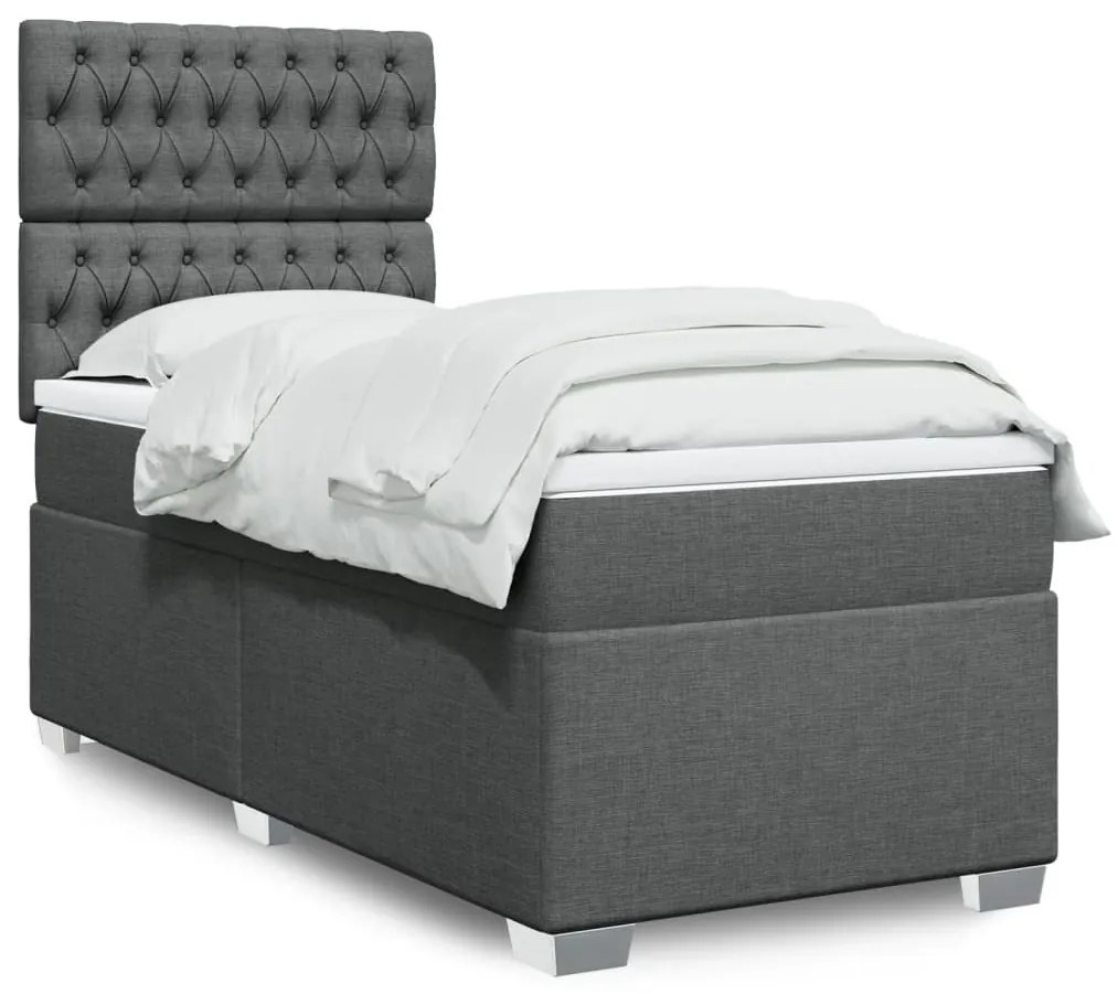 Box spring postel s matrací tmavě šedá 100 x 200 cm textil 3290407
