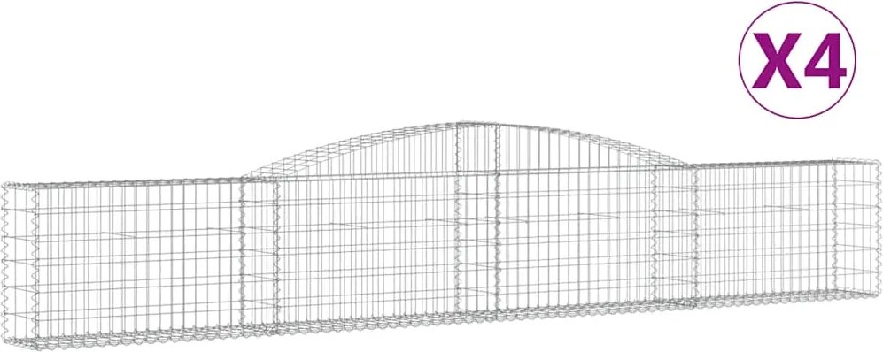 Klenuté gabionové koše 4 ks 400x30x60/80 cm pozinkované železo 3146842