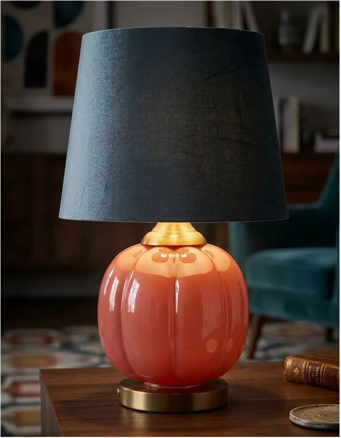 Červená/modrá skleněná stolní lampa s textilním stínidlem (výška 50 cm) Helene – Mauro Ferretti
