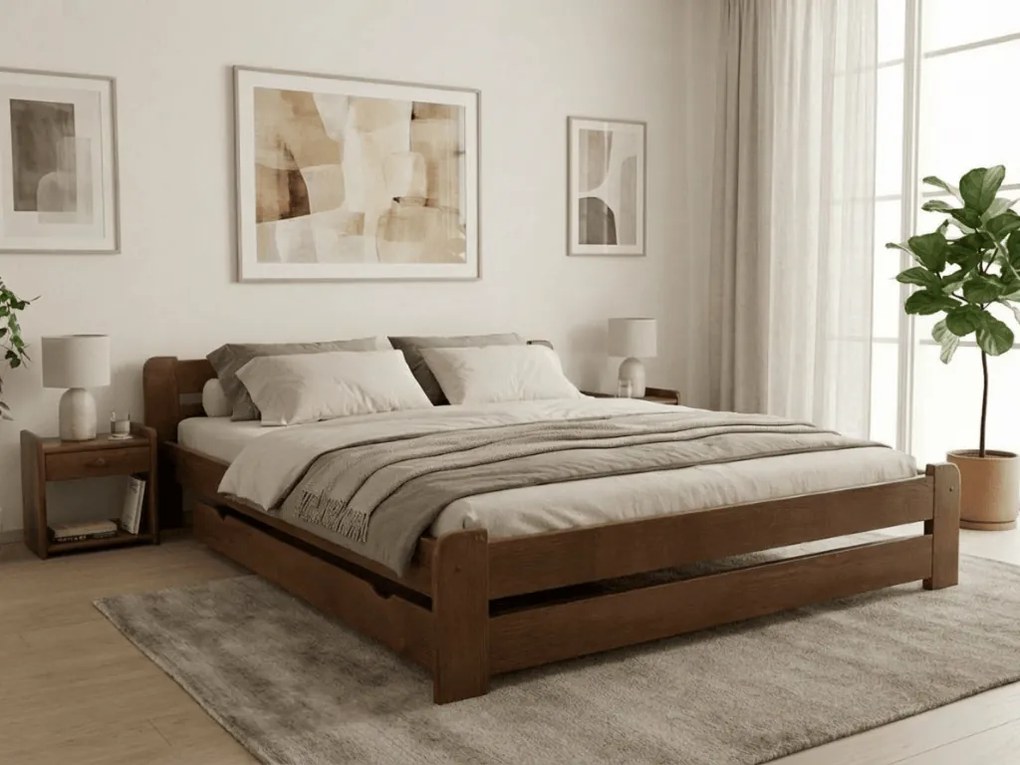Postel Laura 160 x 200 cm, dub Rošt: Bez roštu, Matrace: Matrace Coco Maxi 20 cm