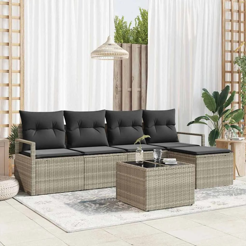 Set pohovek 6 ks Světle šedá polyratan 3346352