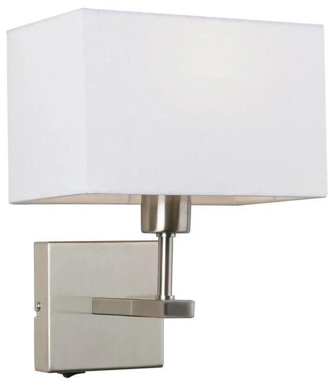 Nástěnná lampička s vypínačem NORTE, 1xE27, 60W, bílá, hranatá Italux Norte WL-1122-1-A-SN-RC-WH
