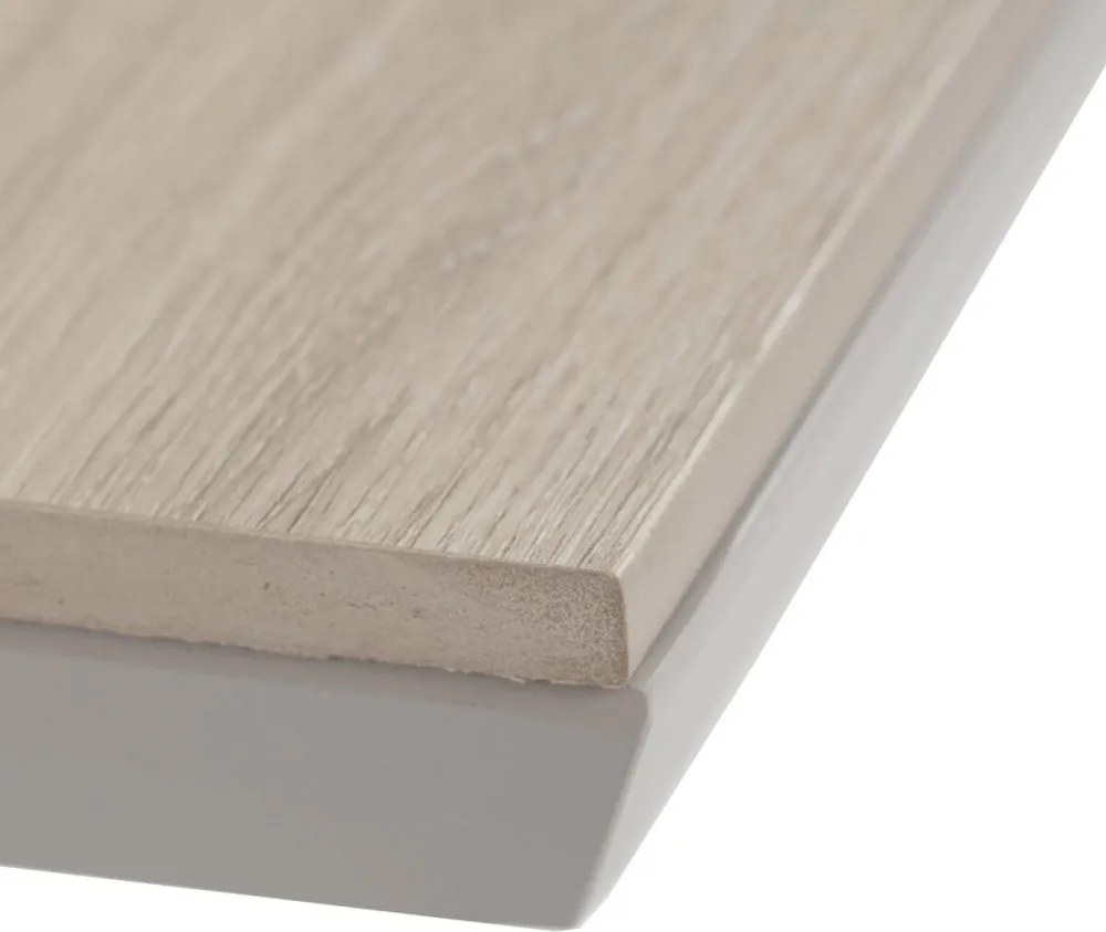 Stůl zahradní 180x100x75, deska polywood v dekoru světlého dubu, hliníková konstrukce, béžová barva
