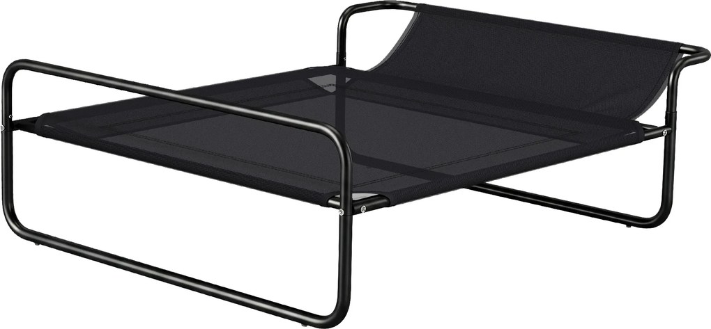 PawHut Dog Lounger Outdoor, vyvýšený pelíšek pro psy s prodyšným síťovaným potahem, pelíšek pro malé a střední psy černý 91 x 69 x 29 cm