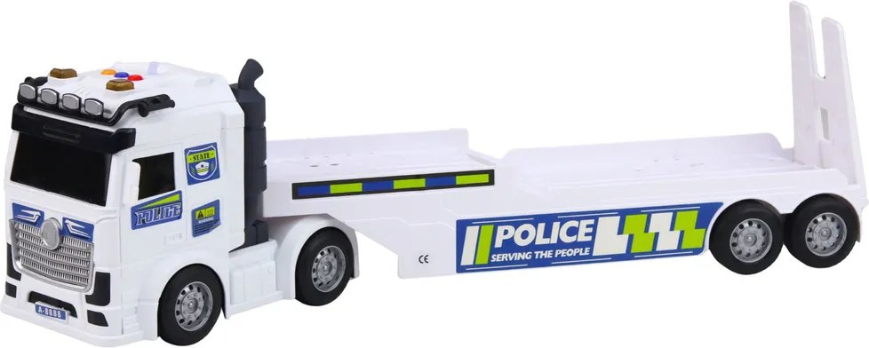 LEAN Toys Policejní souprava: Nákladní auto, odtahovka, auto, vrtulník, světla, zvuky