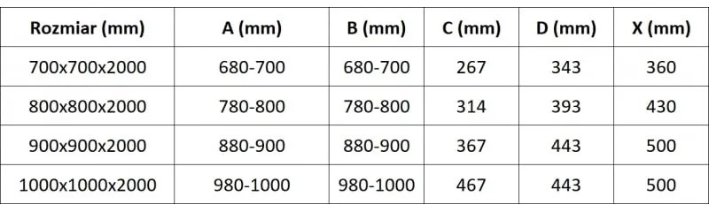 Mexen Exo, čtvercový sprchový kout s posuvnými dveřmi 70x70 cm, 6mm čiré sklo, černý profil, 8111-070-070-70-00