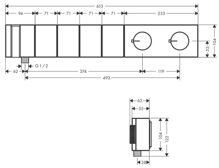 Axor Edge - Modul termostatu Select 610/100 s podomítkovou instalací, pro 4 spotřebiče, chrom 46720000