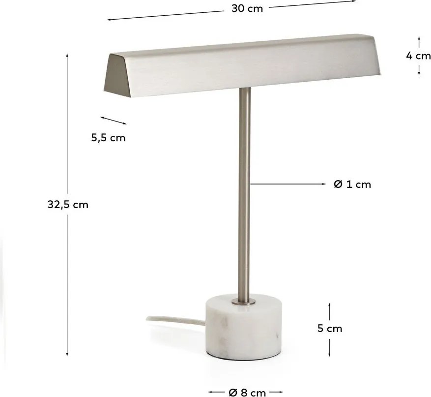 Kovová stolní lampa ve stříbrné barvě (výška 32,5 cm) Lynor – Kave Home
