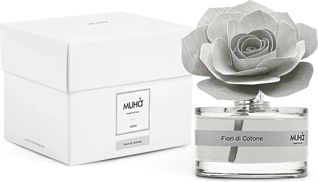 Muhà Rose difuzér s dřevěnou růží Fiori di Cotone Objem: 200 ml