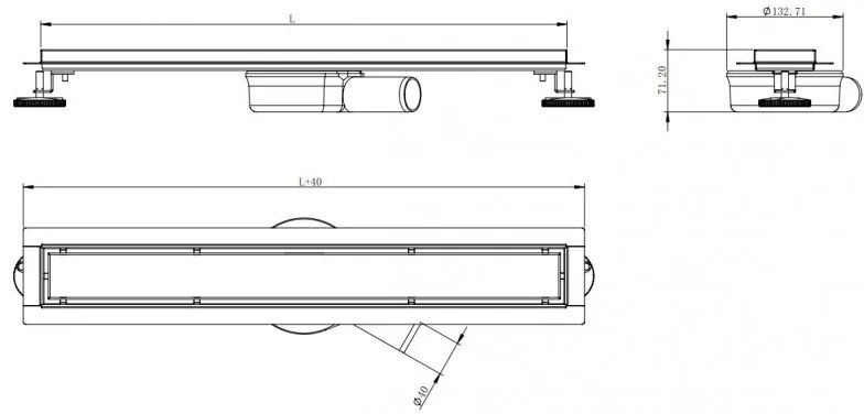 Mexen Flat lineární nerezový žlab 70 cm, 360° sifon, vzor M33, nerez, 1033070-40