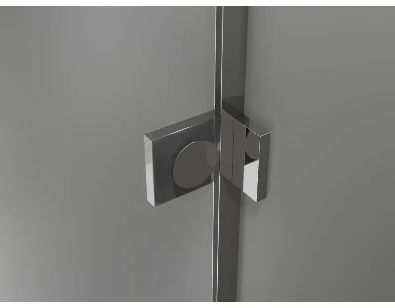 Mexen Lunar, L pětiúhelníkový sprchový kout naklápěcí doleva 100 x 100 cm, 8mm čiré sklo, chromový profil, 831L-100L-100P-01-00-L