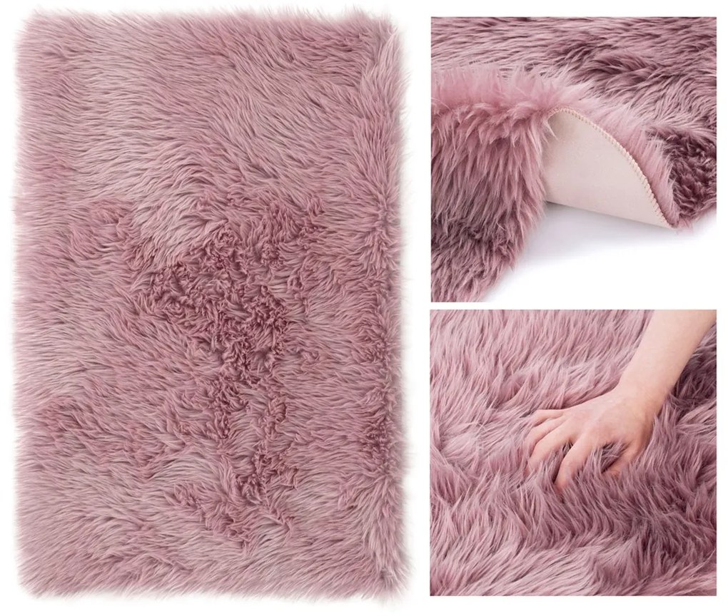 Huňatý růžový koberec DOKKA Rozměr: 50 x 150 cm