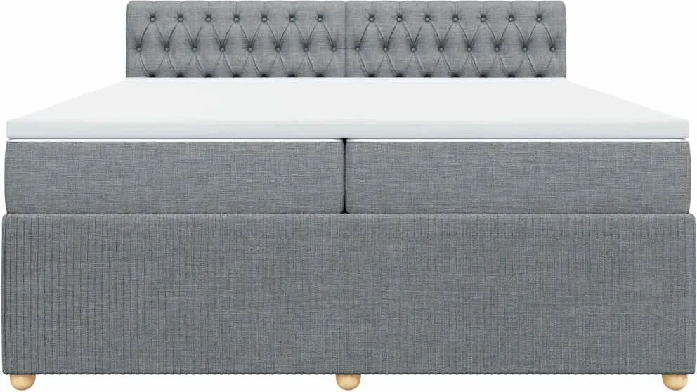 Box spring postel s matrací světle šedá 200 x 200 cm textil 3289870
