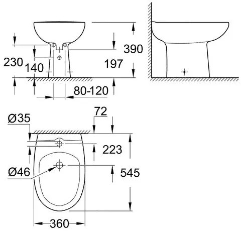 Grohe Bau Ceramic Stojící bidet, alpská bílá 39432000