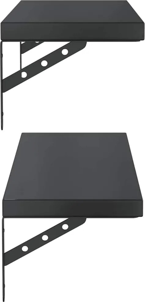 Nástěnné police 2 ks 75 x 23,5 cm černé nerezová ocel 3214516