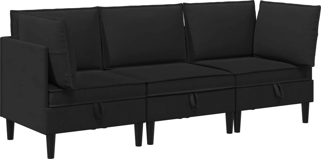 Sada nábytku do obývacího pokoje 3 ks Černá Textil 3413808