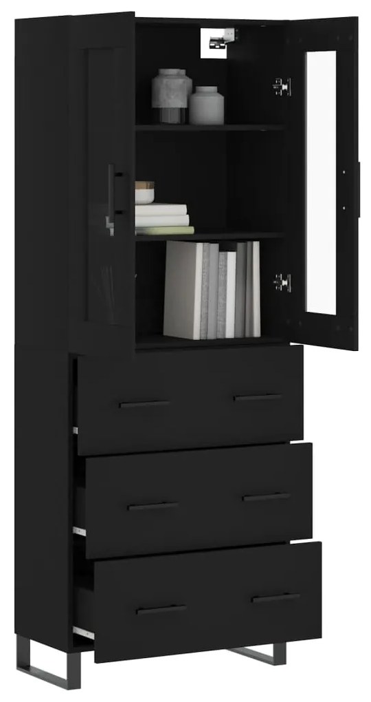 Skříň highboard černá 69,5 x 34 x 180 cm kompozitní dřevo - Default Title