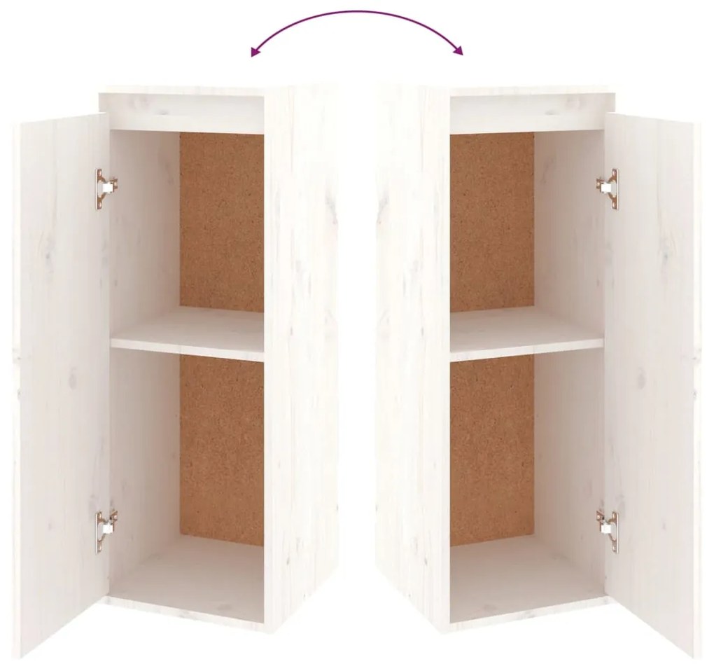 Nástěnné skříňky 2 ks bílé 30 x 30 x 80 cm masivní borovice - Default Title