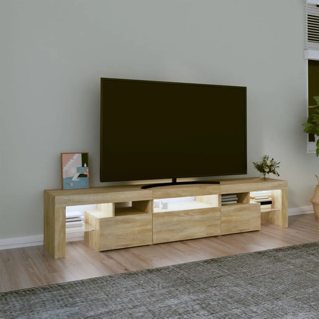 TV skříňka s LED osvětlením dub sonoma 200x36,5x40 cm 3152812